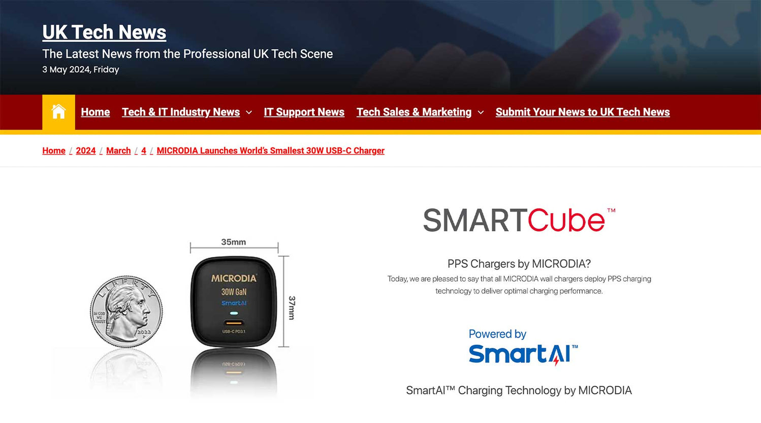 MICRODIA Launches World’s Smallest 30W USB-C Charger - MICRODIA