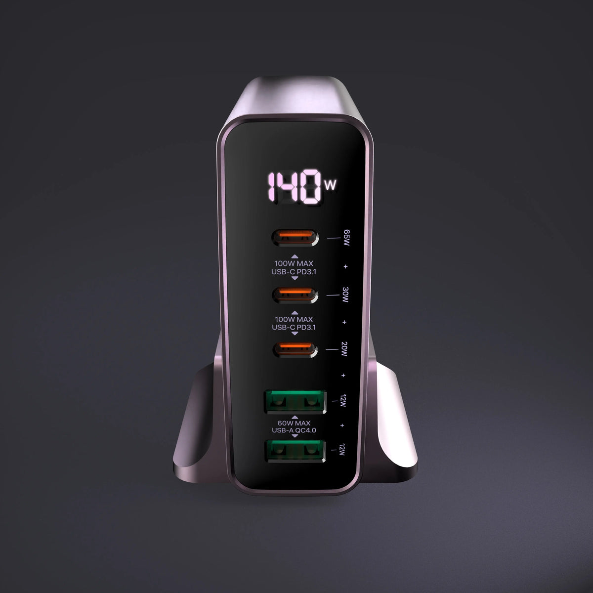 شاحن Power Display: شحن سريع بقوة 140 واط من GaN لجميع الأجهزة – MICRODIA